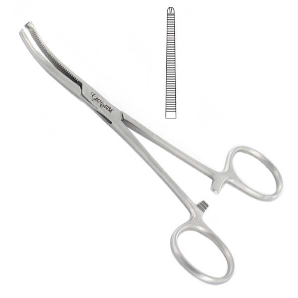 Kocher Hemostatic Forceps 1x2 TH 14cm Straight | GerDentUSA