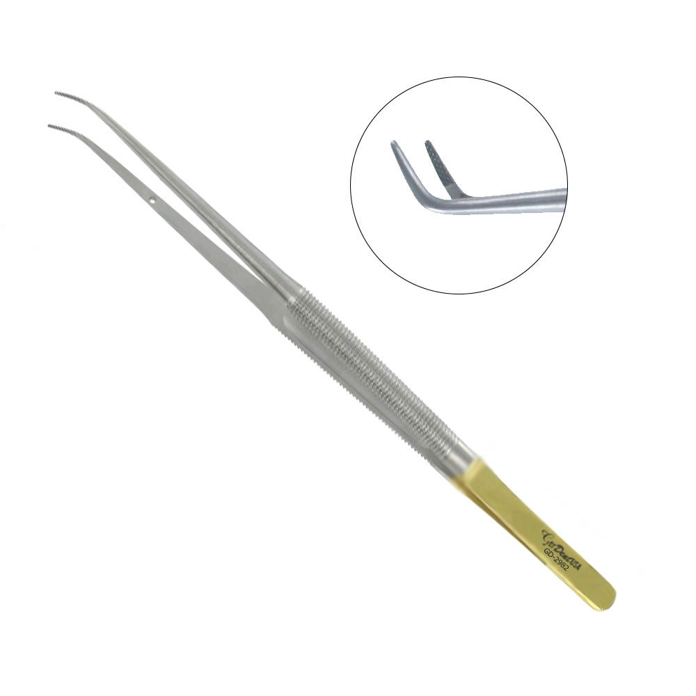 Gerald Delicate Tweezer Tissue Forceps 18cm Curved TC Insert Jaws