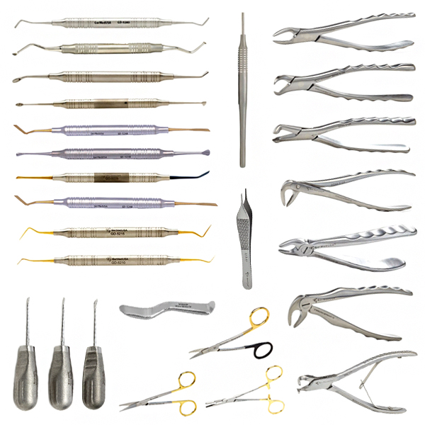 Surgical Atraumatic Extraction Kit, Steel Handles